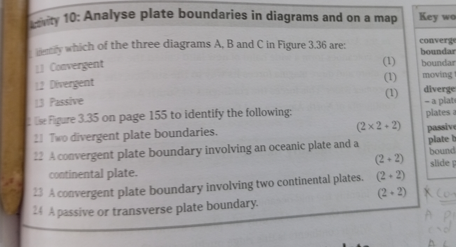 Solved 15vity 10: Analyse plate boundaries in diagrams and | Chegg.com