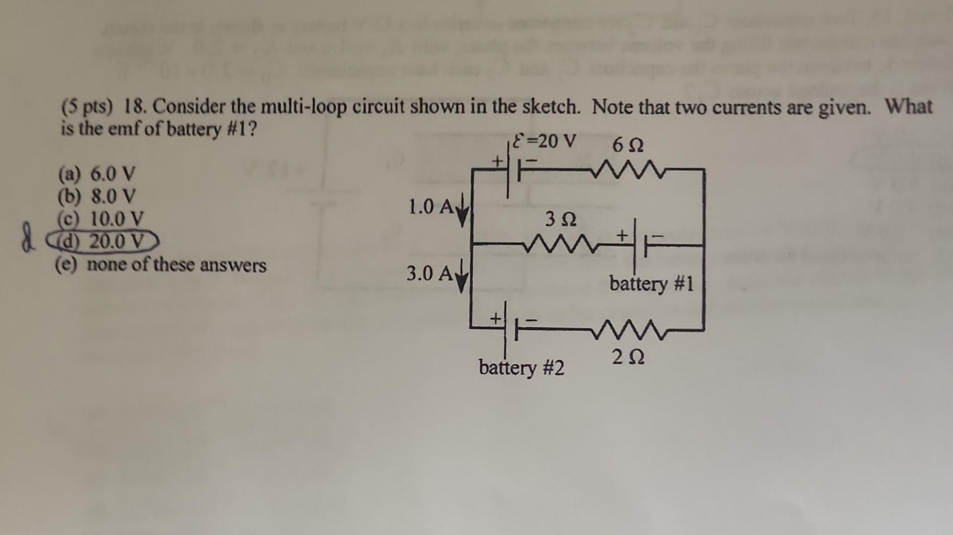 Solved 5 Pts 18 Consider The Multi Loop Circuit Shown In 0686