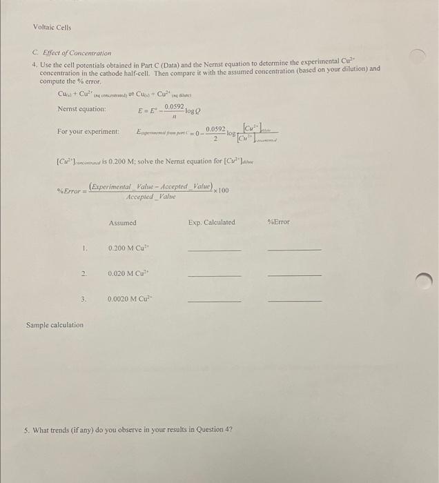 B. Cell Voltages 2. Given that the standard potential | Chegg.com