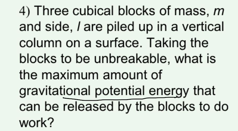 Solved Three cubical blocks of mass, mand side, I are piled | Chegg.com