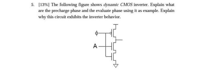 Solved 5. [13%] The following figure shows dynamic CMOS | Chegg.com