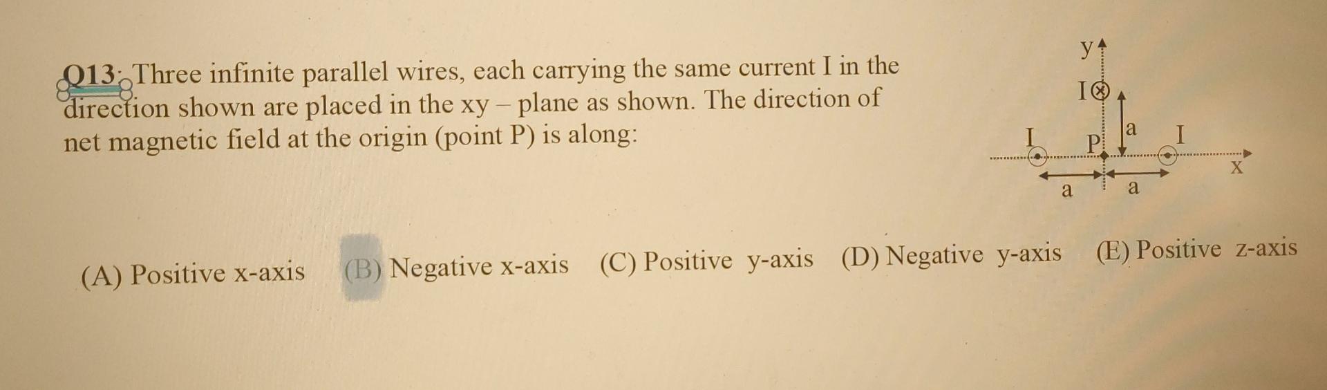 Solved Three infinite parallel wires, each carrying the same | Chegg.com