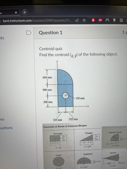 Solved Centroid quiz Find the centroid (xˉ,yˉ) of the | Chegg.com