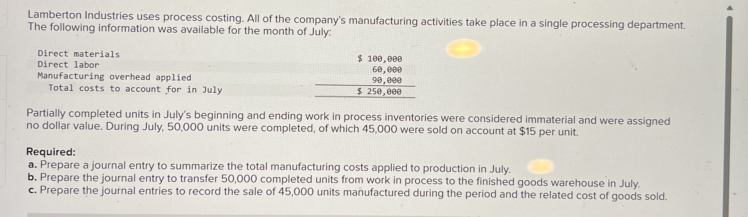 Solved Lamberton Industries uses process costing. All of the | Chegg.com