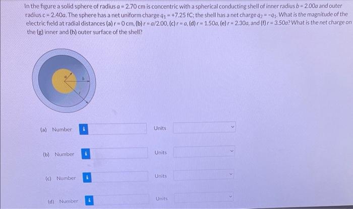 Solved In the figure a solid sphere of radius a=2.70 cm is | Chegg.com