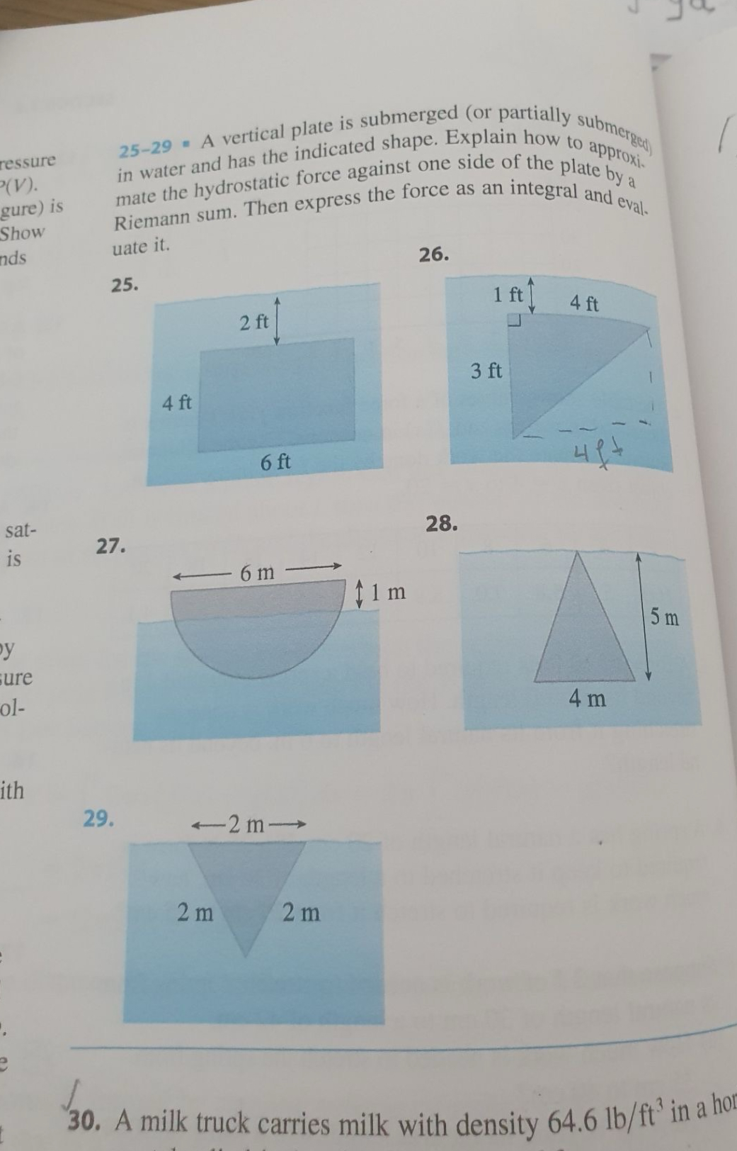 Solved 25-29 - ﻿A vertical plate is submerged (or partially | Chegg.com