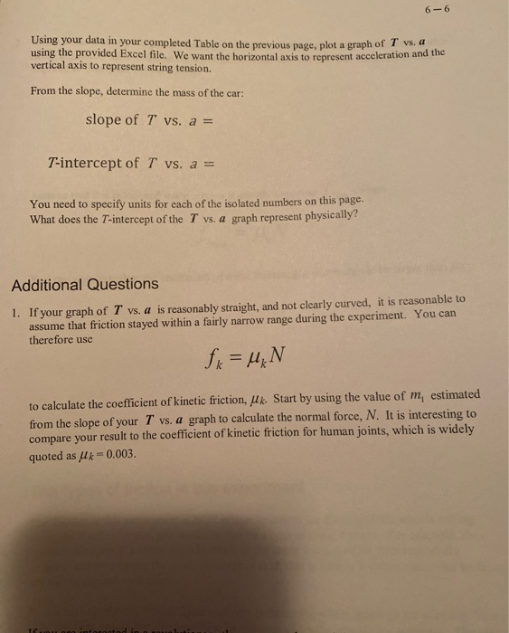 Solved 6-6 Using your data in your completed Table on the | Chegg.com