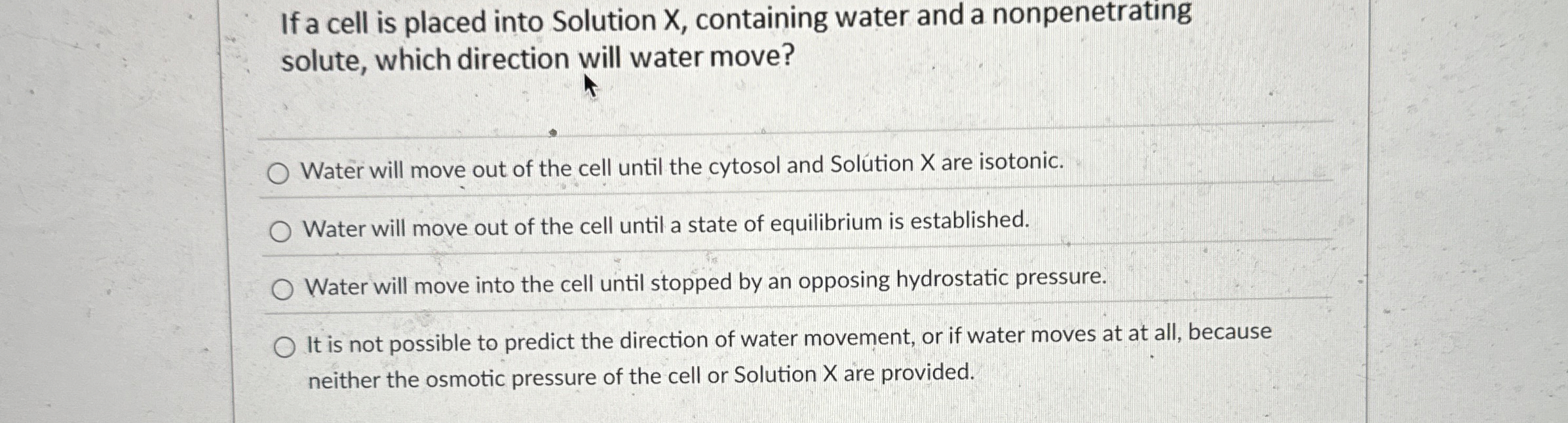 Solved If a cell is placed into Solution x, ﻿containing | Chegg.com