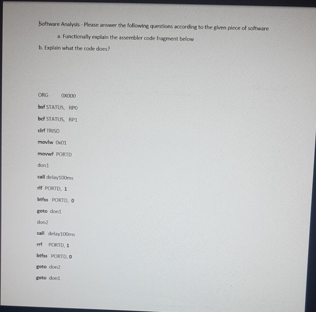 Solved Software Analysis - Please answer the following | Chegg.com