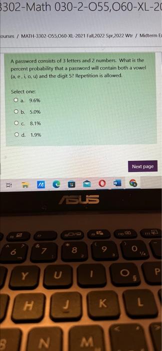 Solved 3302-Math 030-2-055,060-XL-20 courses / | Chegg.com