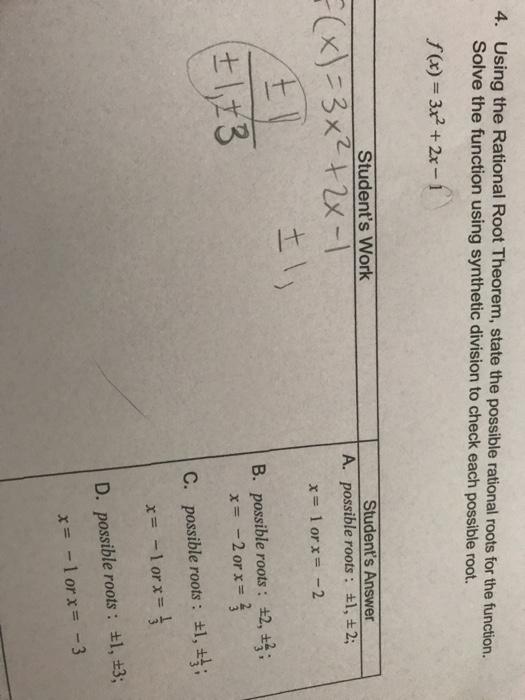 Solved 4 Using The Rational Root Theorem State The
