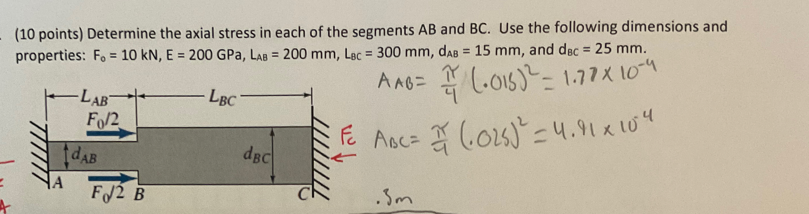 Solved (10 ﻿points) ﻿Determine the axial stress in each of | Chegg.com