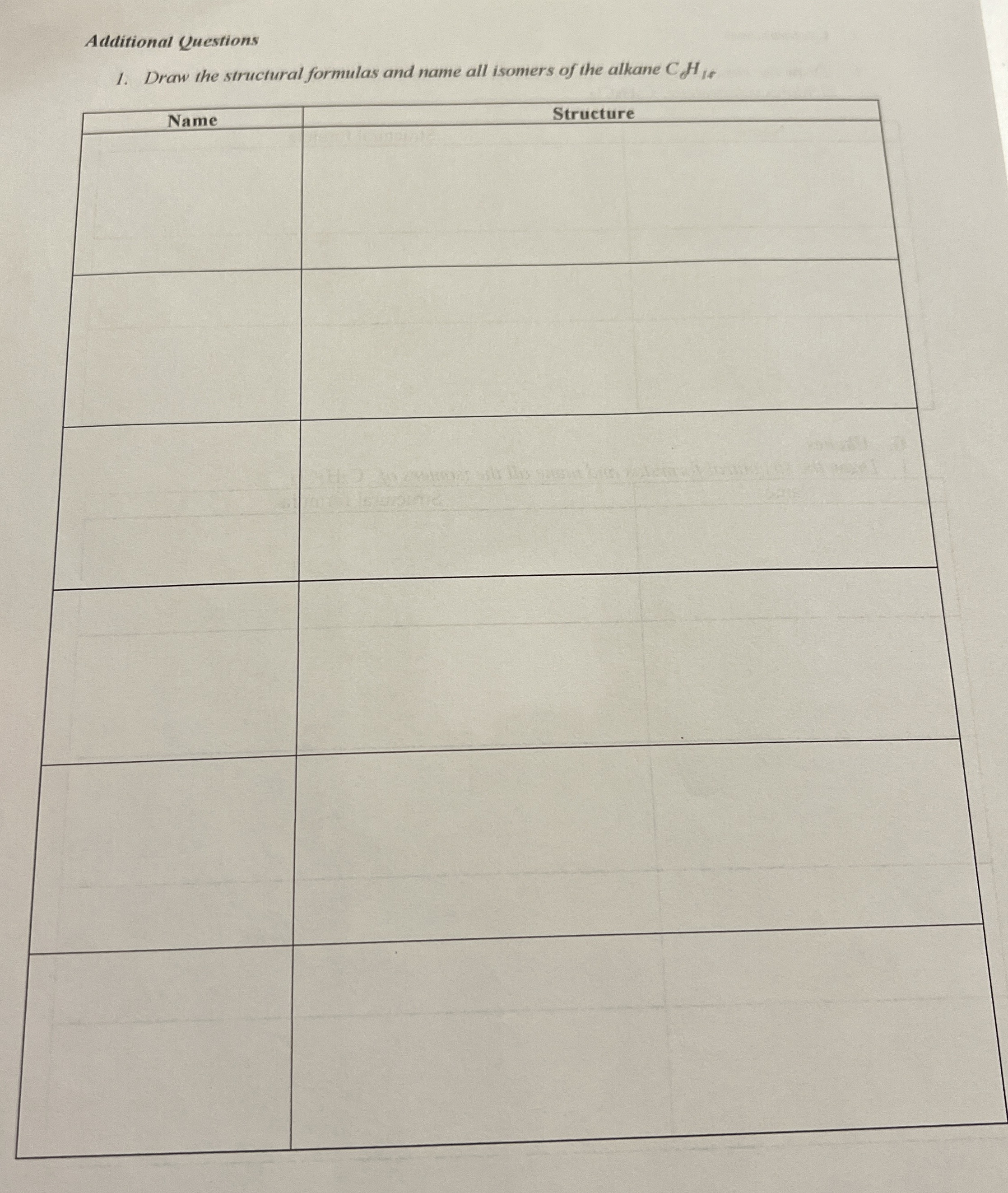 Solved Additional QuestionsDraw the structural formulas and | Chegg.com