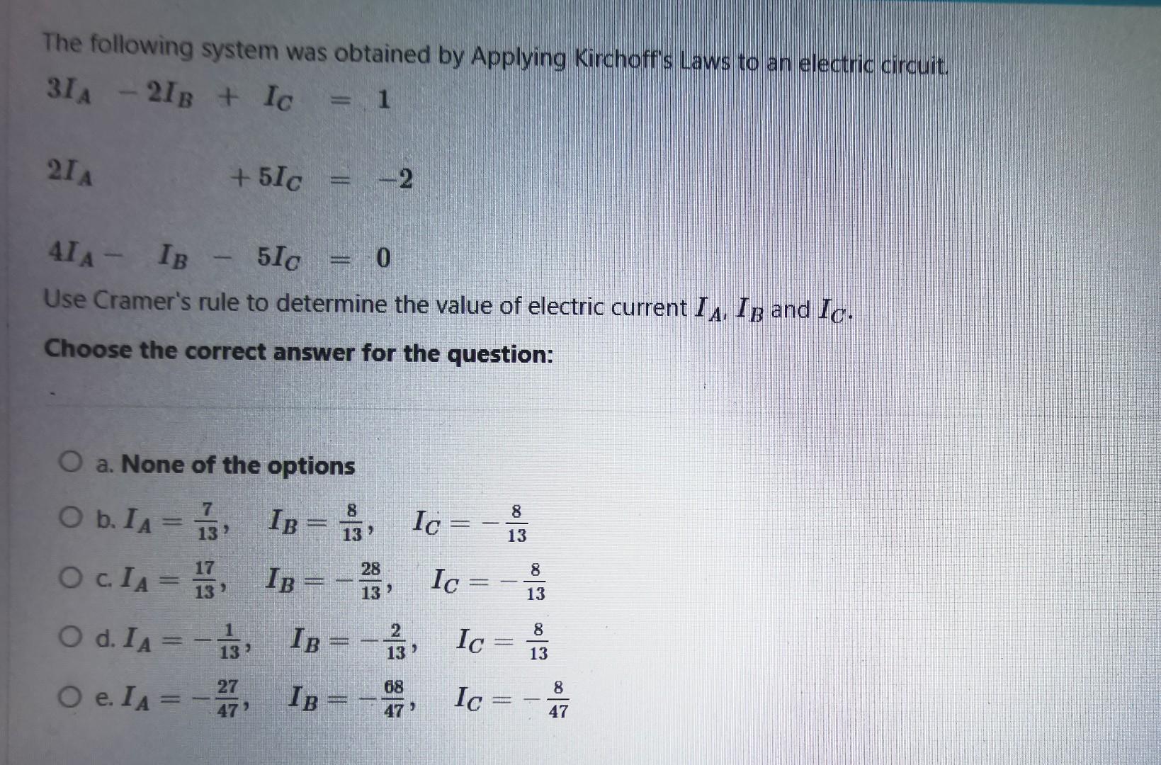 Solved The following system was obtained by Applying | Chegg.com