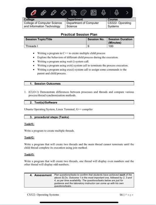 Solved tSession Threads II 1. Session Outcomes Practical | Chegg.com