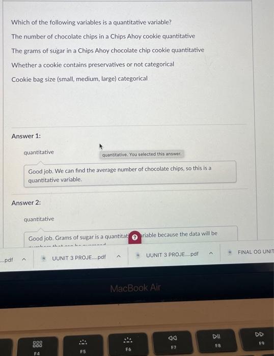 Solved Which of the following variables is a quantitative | Chegg.com