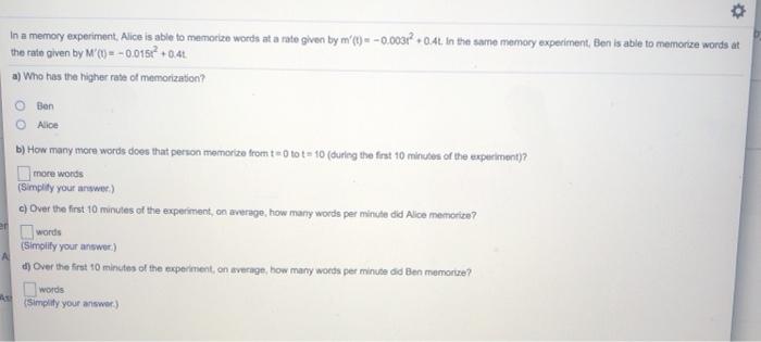 Solved In a memory experiment, Alice is able to memorize | Chegg.com