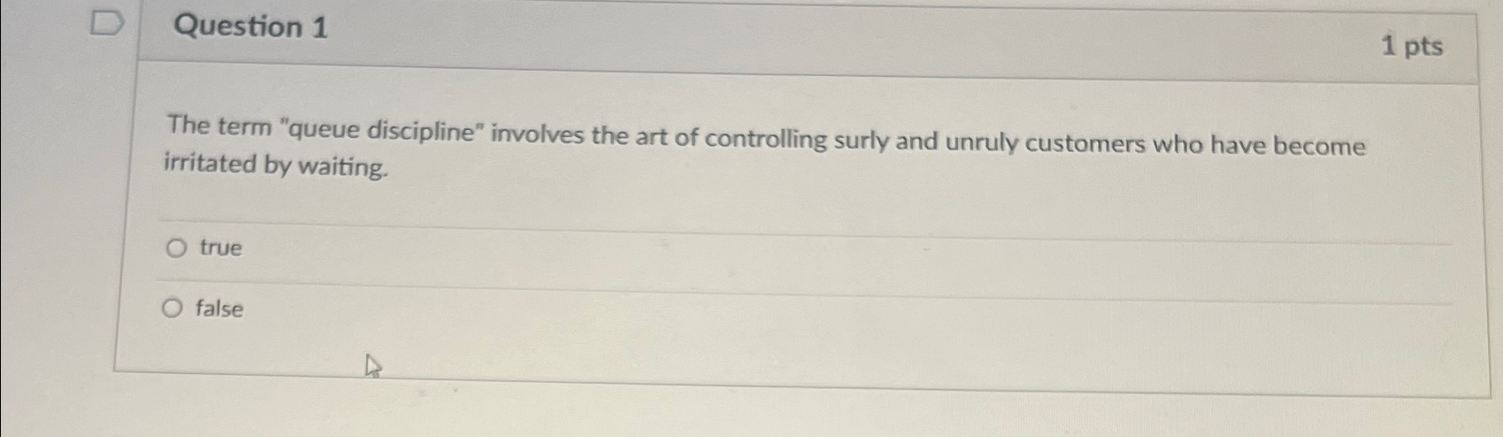 Solved Question 11 ﻿ptsThe term "queue discipline" involves | Chegg.com