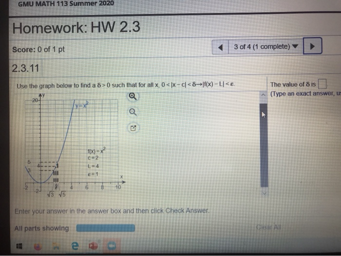 Solved GMU MATH 113 Summer 2020 Homework: HW 2.3 Score: 0 of | Chegg.com
