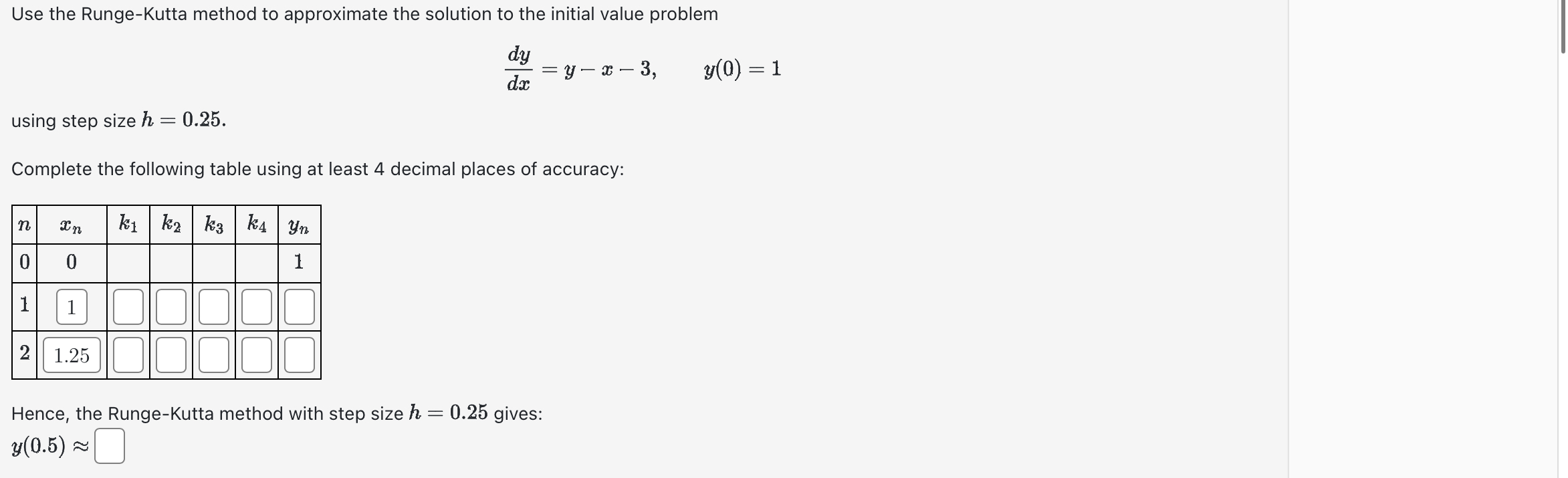 Solved Use the Runge-Kutta method to approximate the | Chegg.com