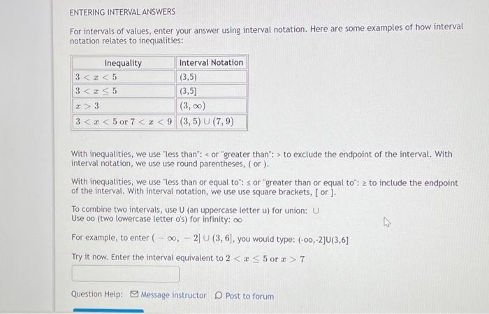 Solved For intervals of values, enter your answer using | Chegg.com