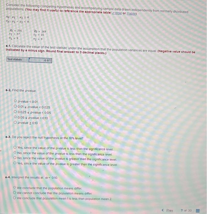 Solved Consider the following competing hypotheses and | Chegg.com