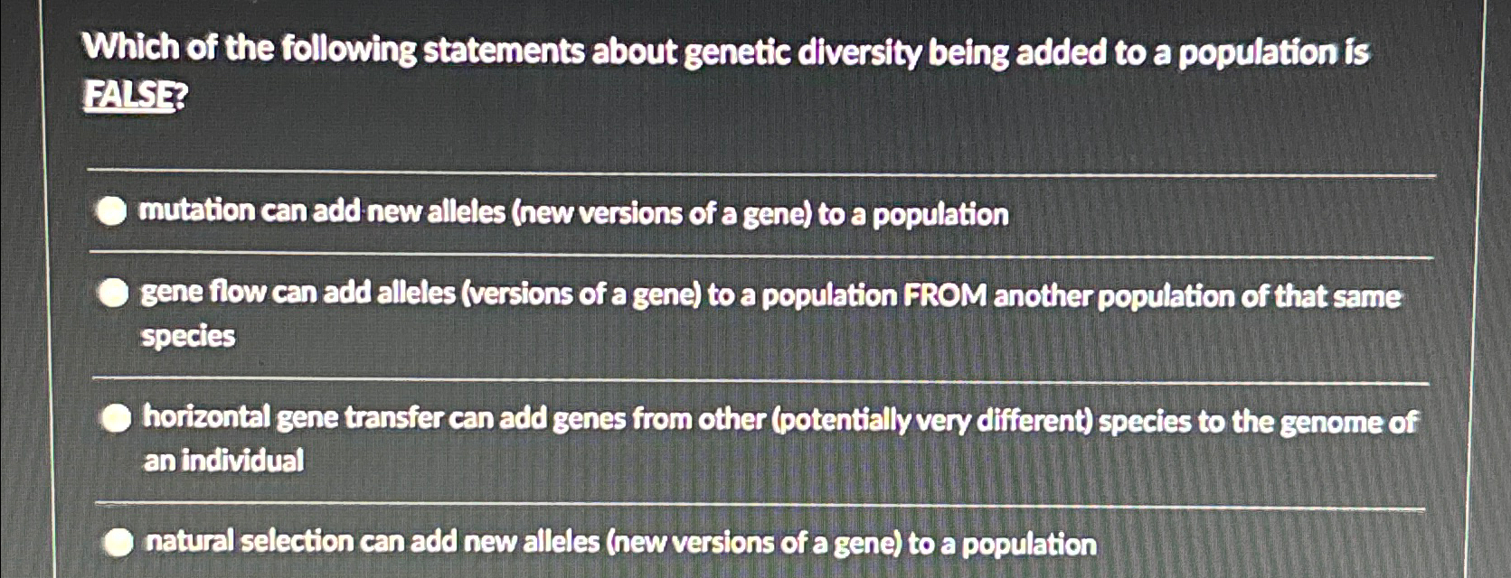 Solved Which of the following statements about genetic | Chegg.com