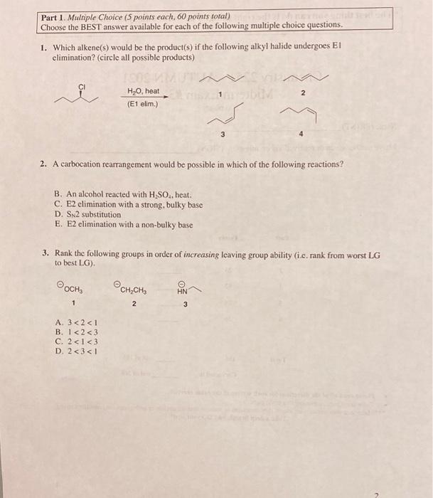 Solved Part 1. Multiple Choice (5 points each, 60 points | Chegg.com