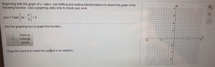 Solved Beginning with the graph of y=sin x, use shifting and | Chegg.com