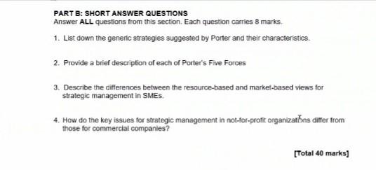 Solved PART B: SHORT ANSWER QUESTIONS Answer ALL questions | Chegg.com Solved PART B: SHORT ANSWER QUESTIONS Answer ALL questions | Chegg.com