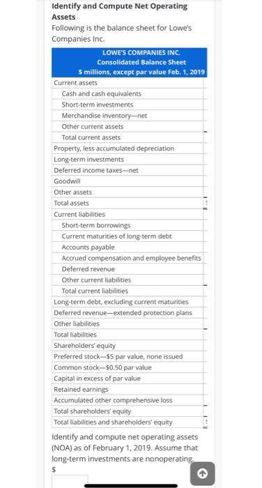Solved Identify and Compute Net Operating Assets Following | Chegg.com