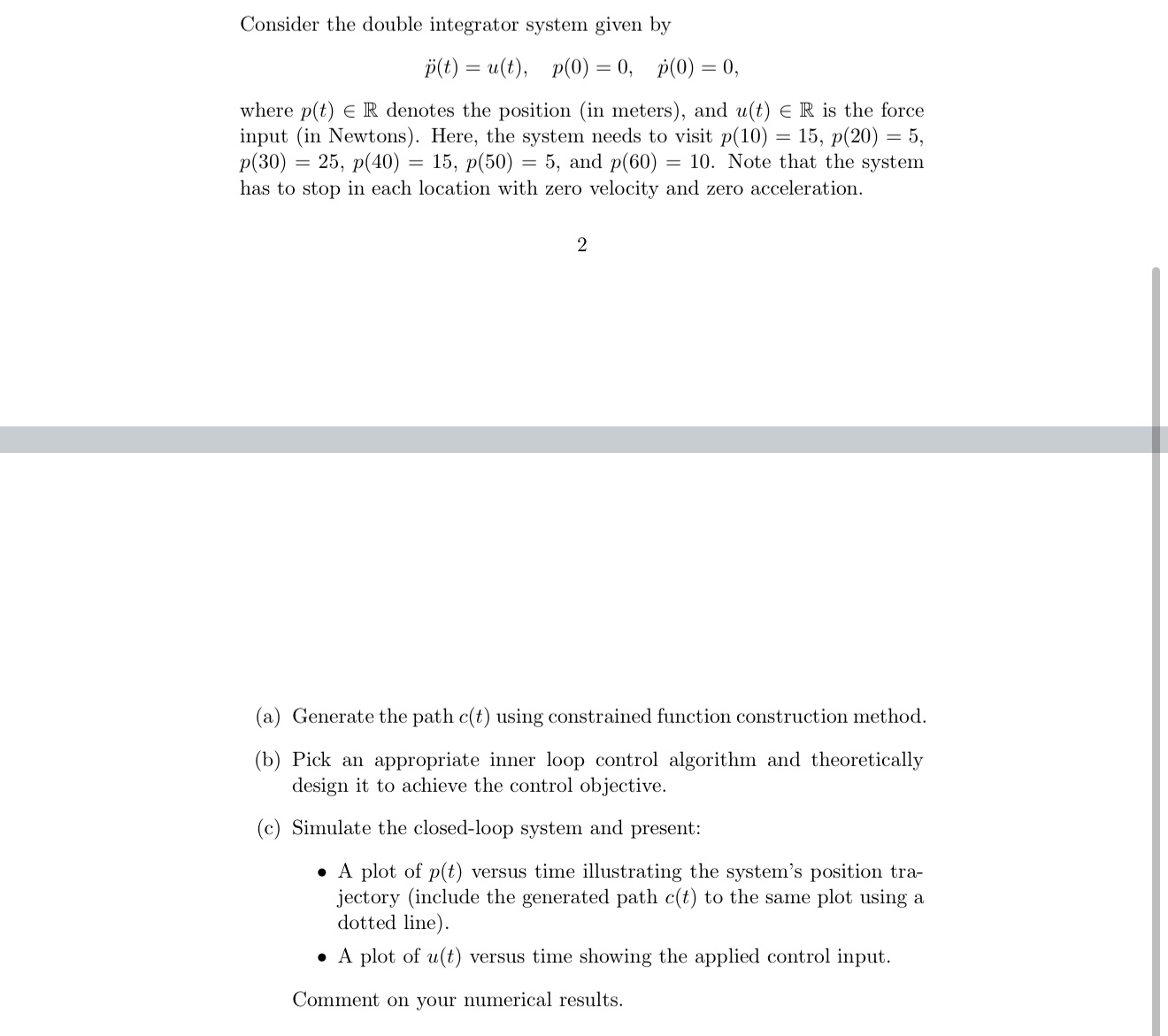 Consider the double integrator system given | Chegg.com
