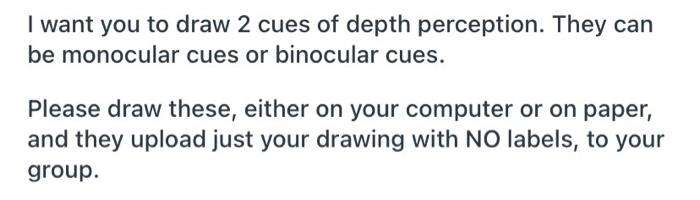 Solved I want you to draw 2 cues of depth perception. They | Chegg.com