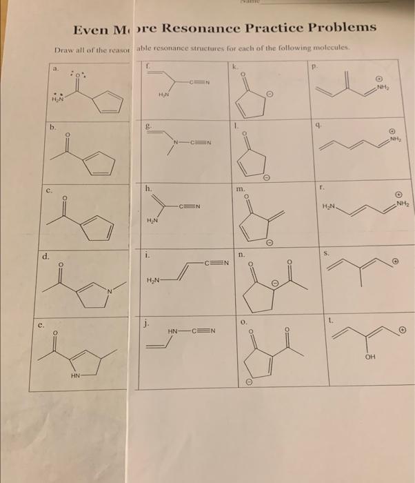Solved Even Mi re Resonance Practice Problems Draw all of | Chegg.com