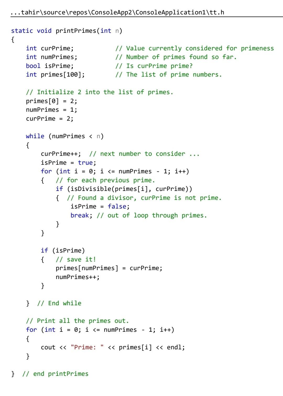 Solved Instructions Use the method printPrimes() -attaced- | Chegg.com