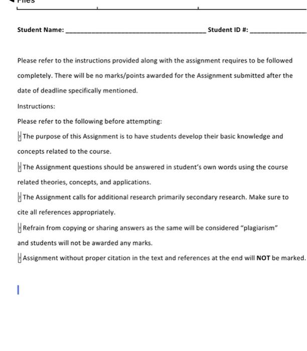 Solved Student Name: Student ID #: Please refer to the | Chegg.com