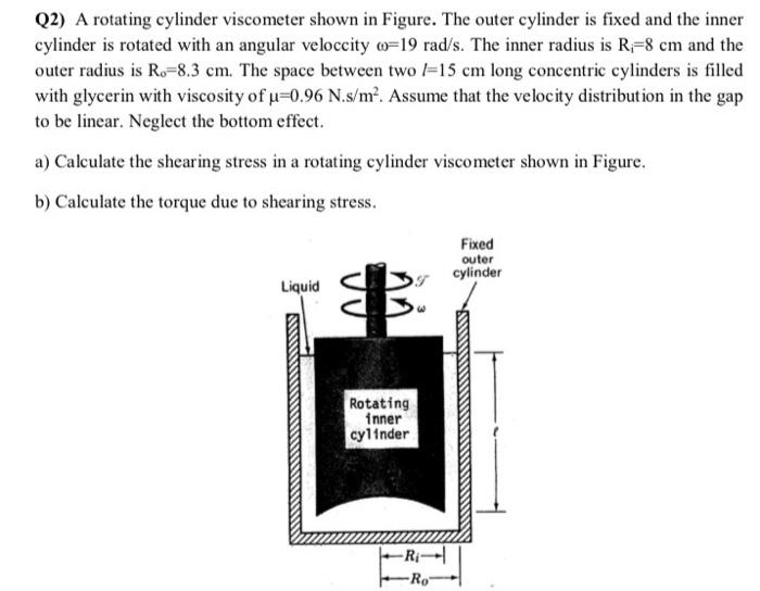 Solved Q2) A rotating cylinder viscometer shown in Figure. | Chegg.com
