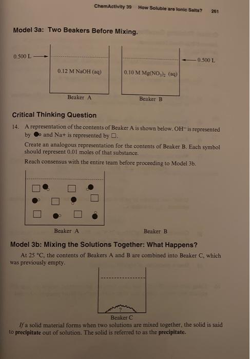 Model 3a: Two Beakers Before Mixing. Critical | Chegg.com