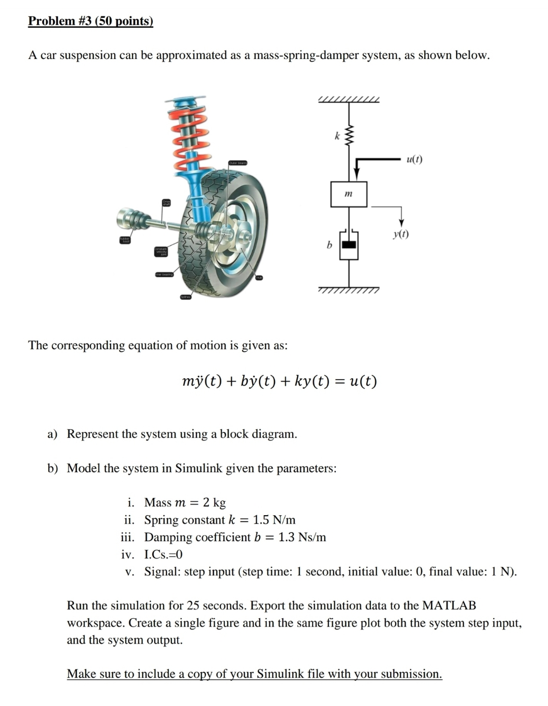 Solved Problem #3 (50 ﻿points)A car suspension can be | Chegg.com