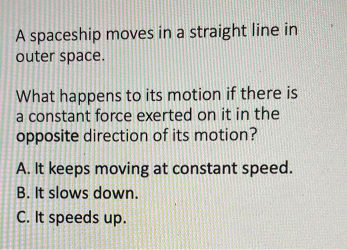 Solved A spaceship moves in a straight line in outer space. | Chegg.com