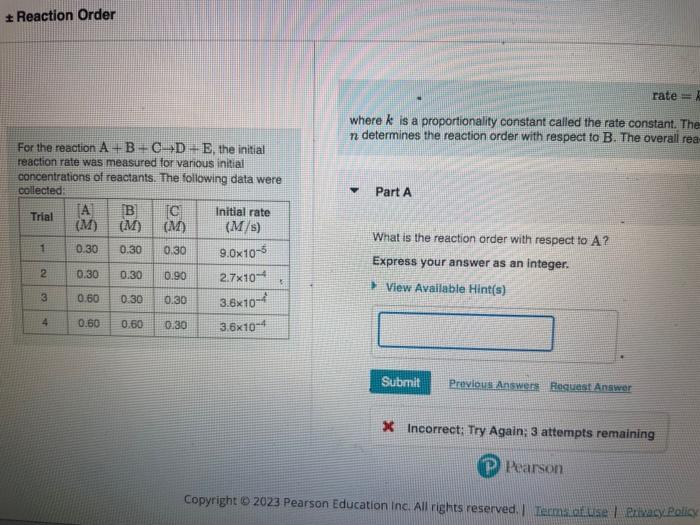 Solved where k is a proportionality constant called the rate | Chegg.com
