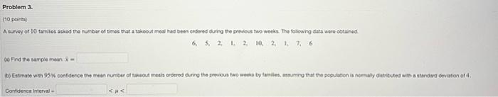 Solved (10.poins) A sumby of 10 tamies askod the nutrour of | Chegg.com