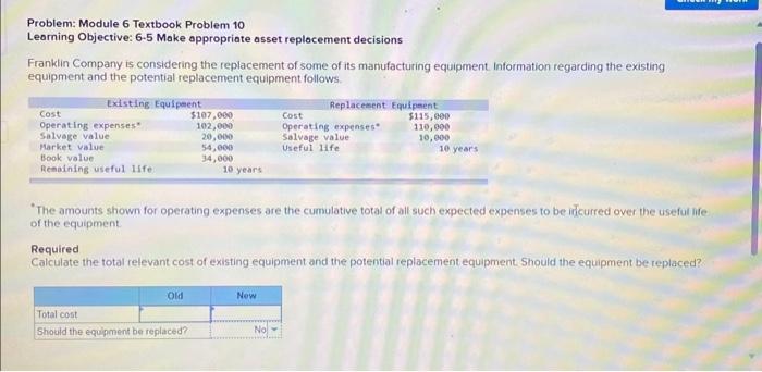 Solved Problem: Module 6 Textbook Problem 10 Learning | Chegg.com Solved Problem: Module 6 Textbook Problem 10 Learning | Chegg.com