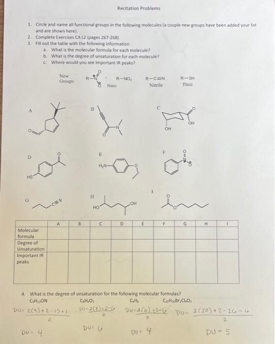 Solved 1. Circle and name all functional groups in the | Chegg.com