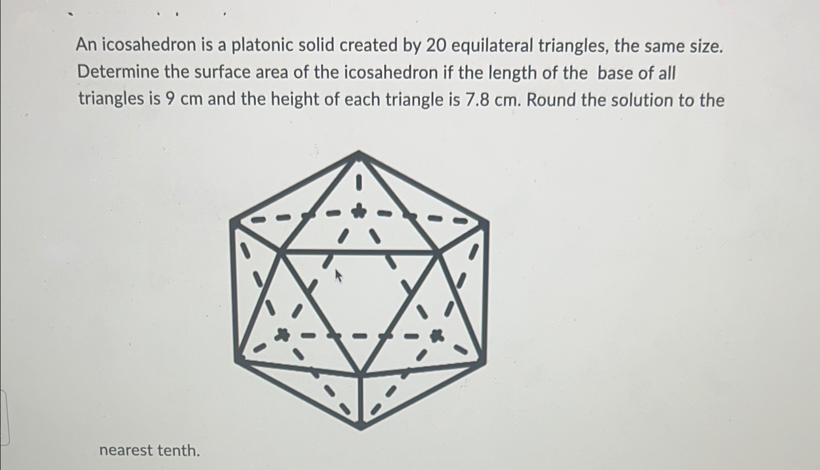 Solved An icosahedron is a platonic solid created by 20 | Chegg.com