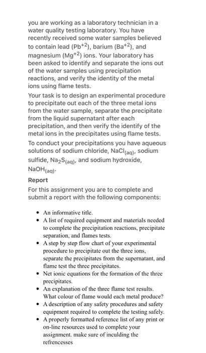 Solved you are working as a laboratory technician in a water | Chegg.com