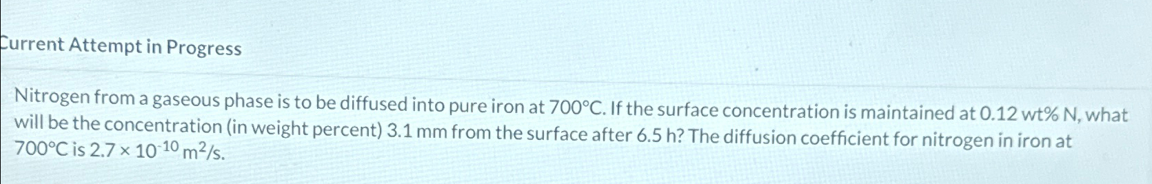 Solved Current Attempt in ProgressNitrogen from a gaseous | Chegg.com