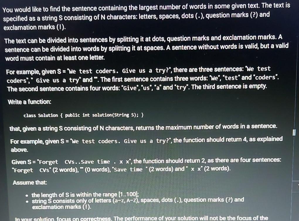 Solved You would like to find the sentence containing the | Chegg.com