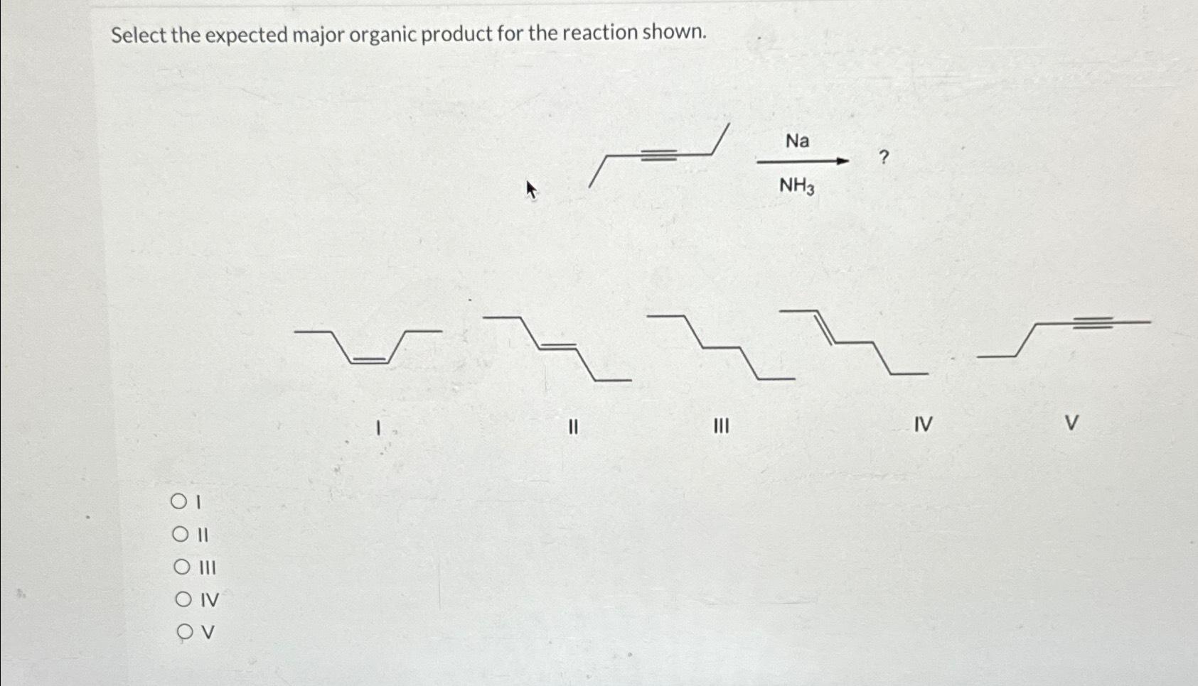 Solved Select the expected major organic product for the | Chegg.com