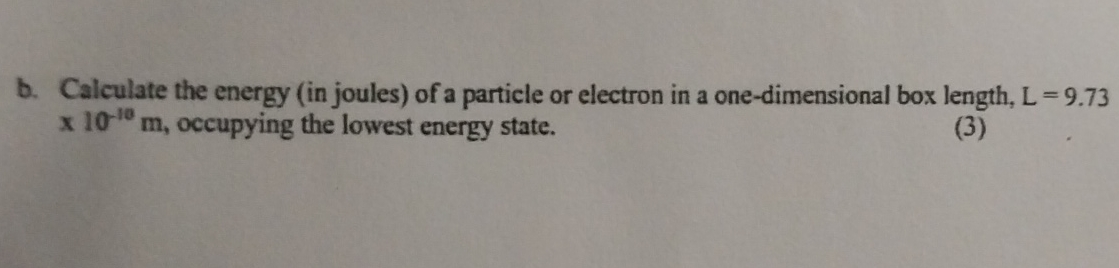 b. ﻿Calculate the energy (in joules) ﻿of a particle | Chegg.com